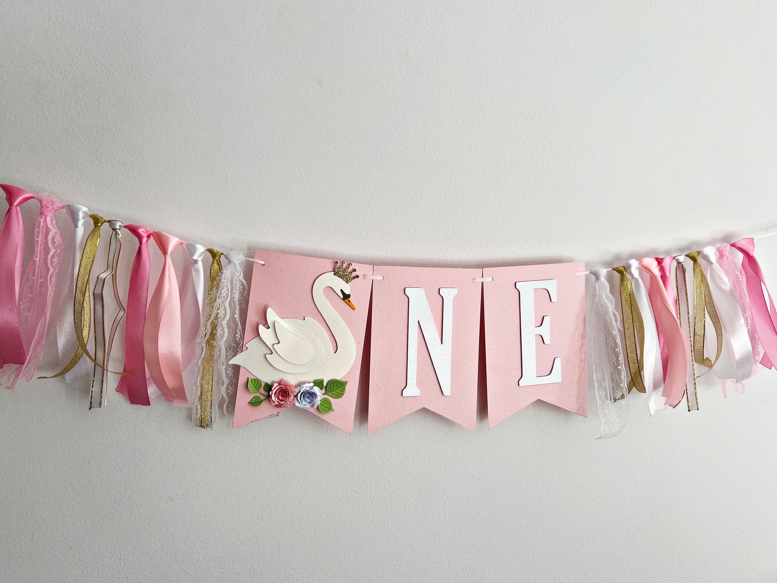 SWAN ONE Highchair Banner - Swan First Birthday Party Decorations. Swan ...