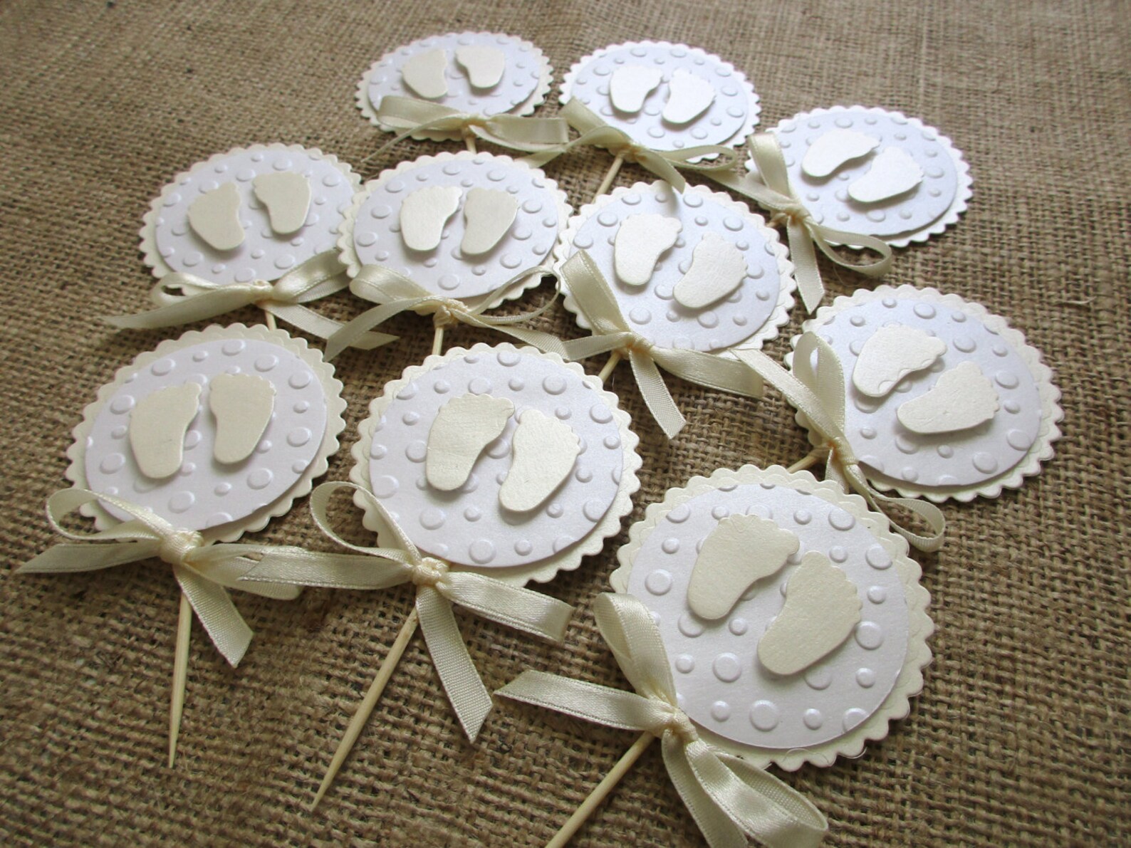 Footprint Cupcake Toppers Footprint Baby Shower. Baby Girl or | Etsy