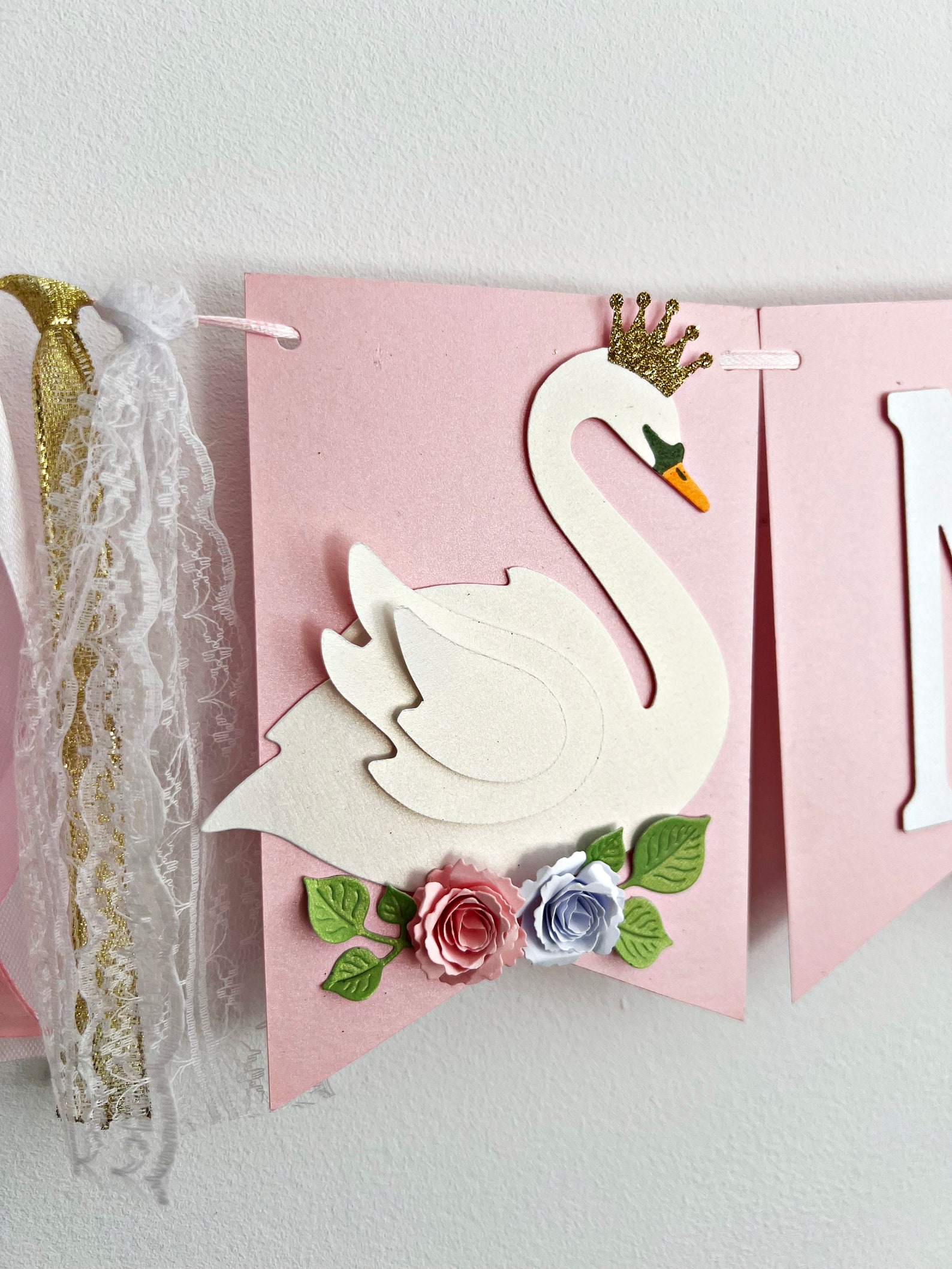 SWAN ONE Highchair Banner - Swan First Birthday Party Decorations. Swan ...