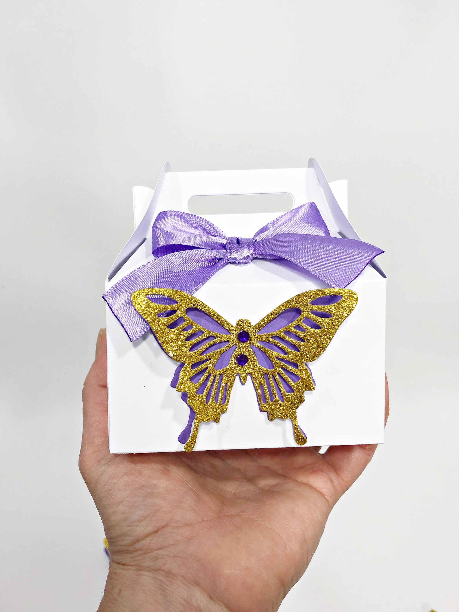 Purple and Gold Butterfly Favor Boxes Gable Box. Butterfly - Etsy