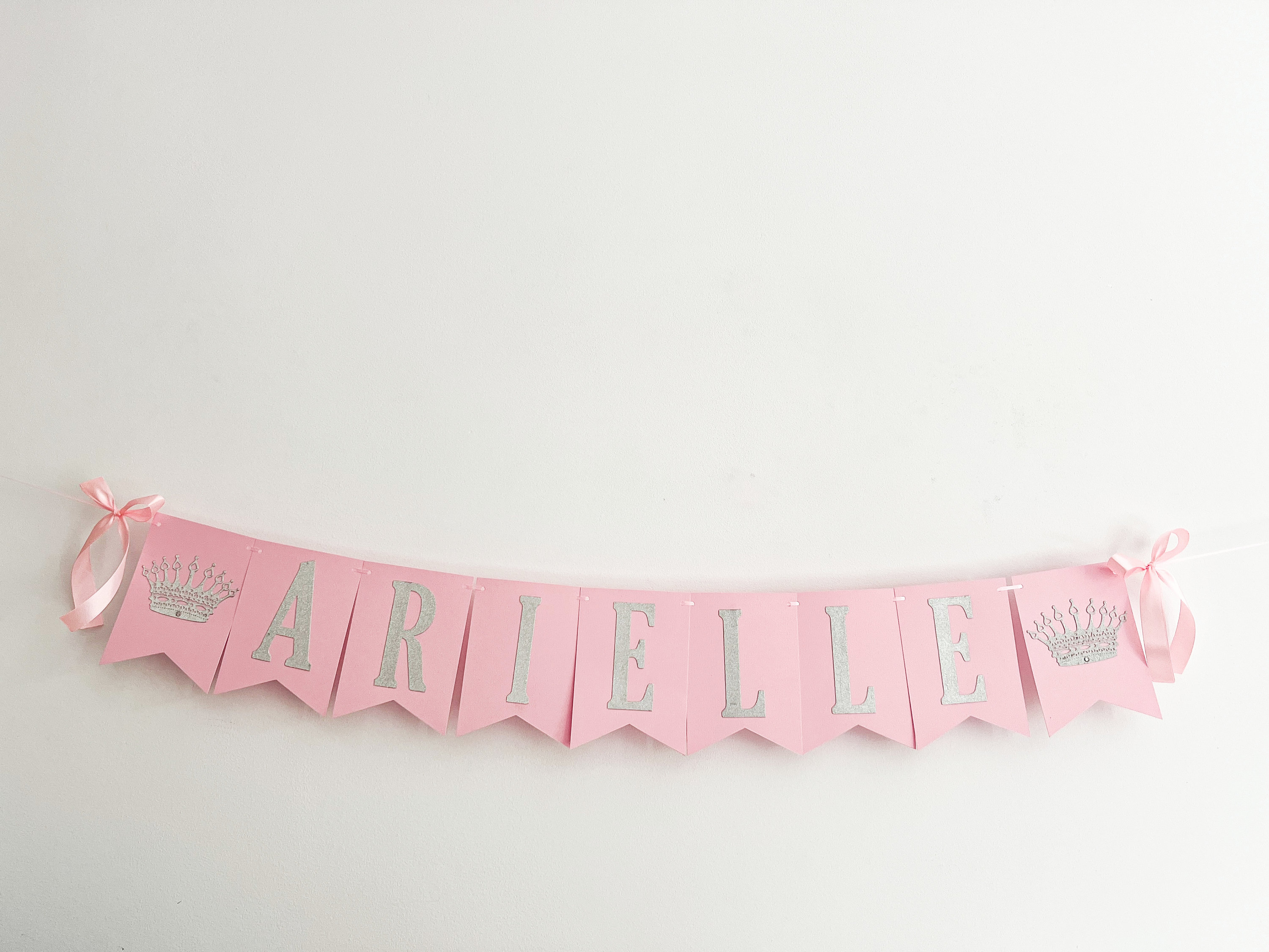 Personalized Princess Name Banner - Pink and Gold Glitter Crown - Etsy
