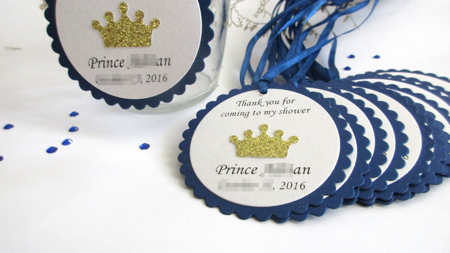 Royal Blue Favor Tags. 10 CROWN Thank You Tags. Baptism Favor - Etsy