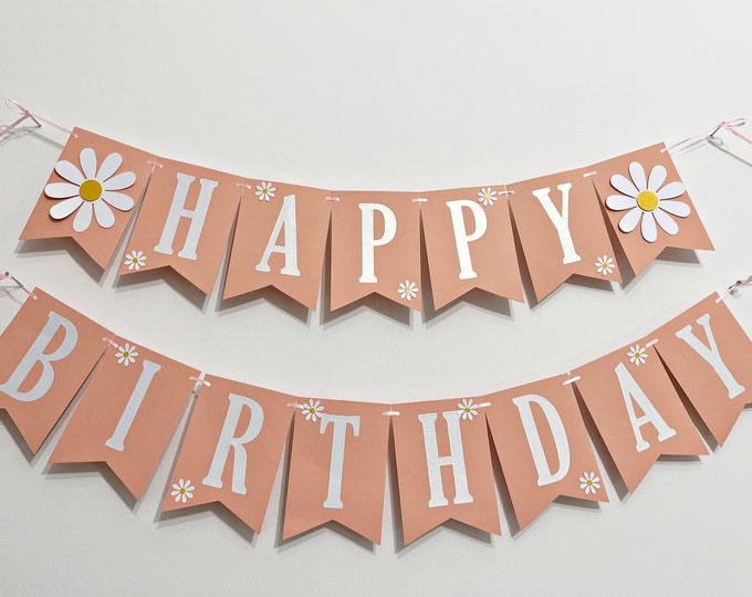 Wildflower Happy Birthday Banner - Daisy Birthday Banner - Groovy ...