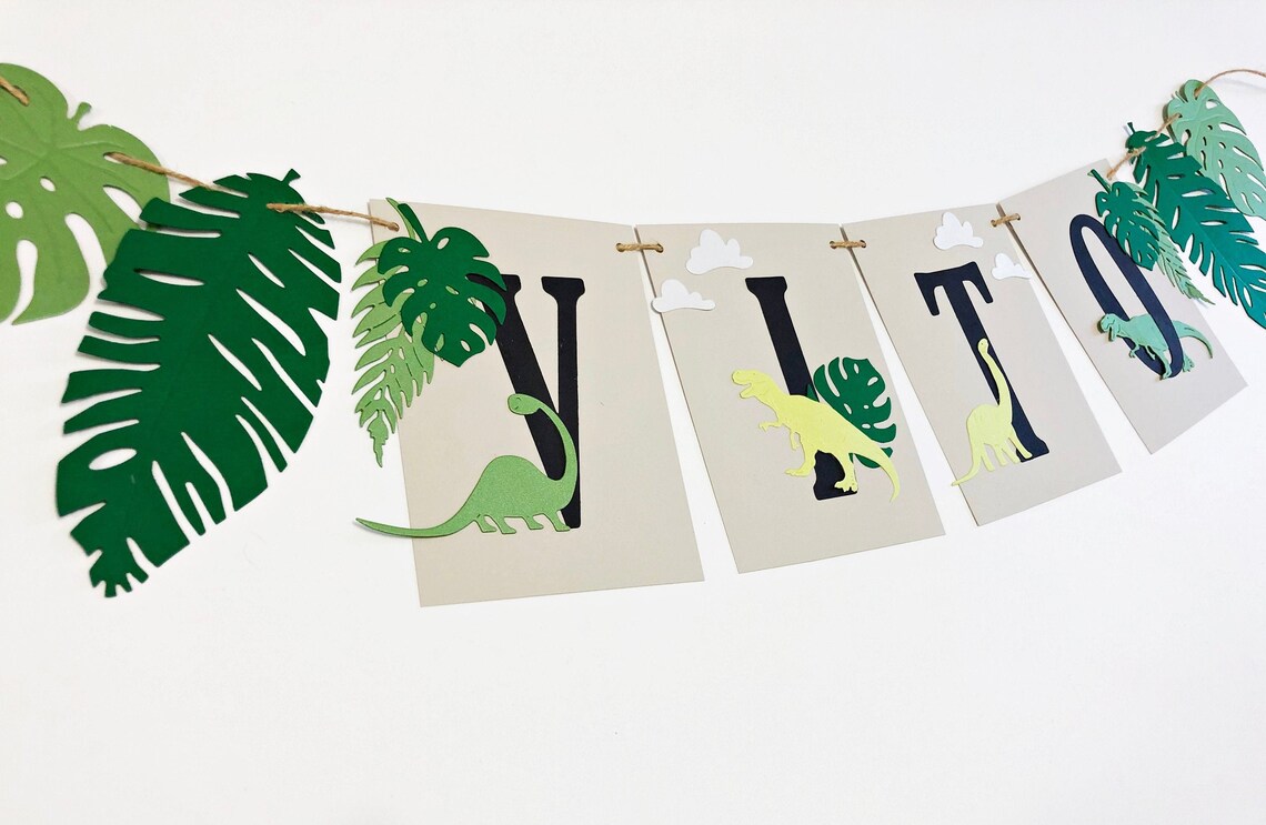 Dinosaur NAME Banner ANY COLOR Dinosaur Birthday Party | Etsy