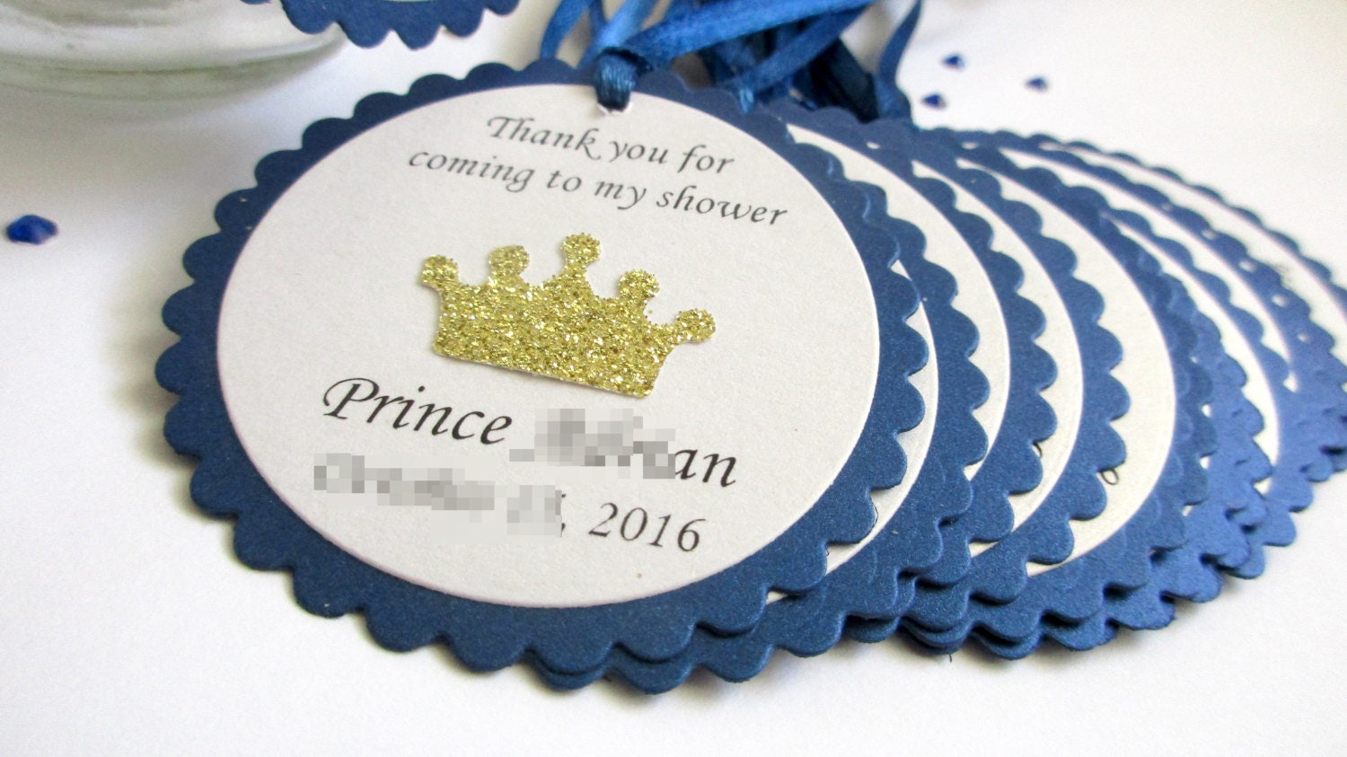 Royal Blue Favor Tags. 10 CROWN Thank You Tags. Baptism Favor - Etsy