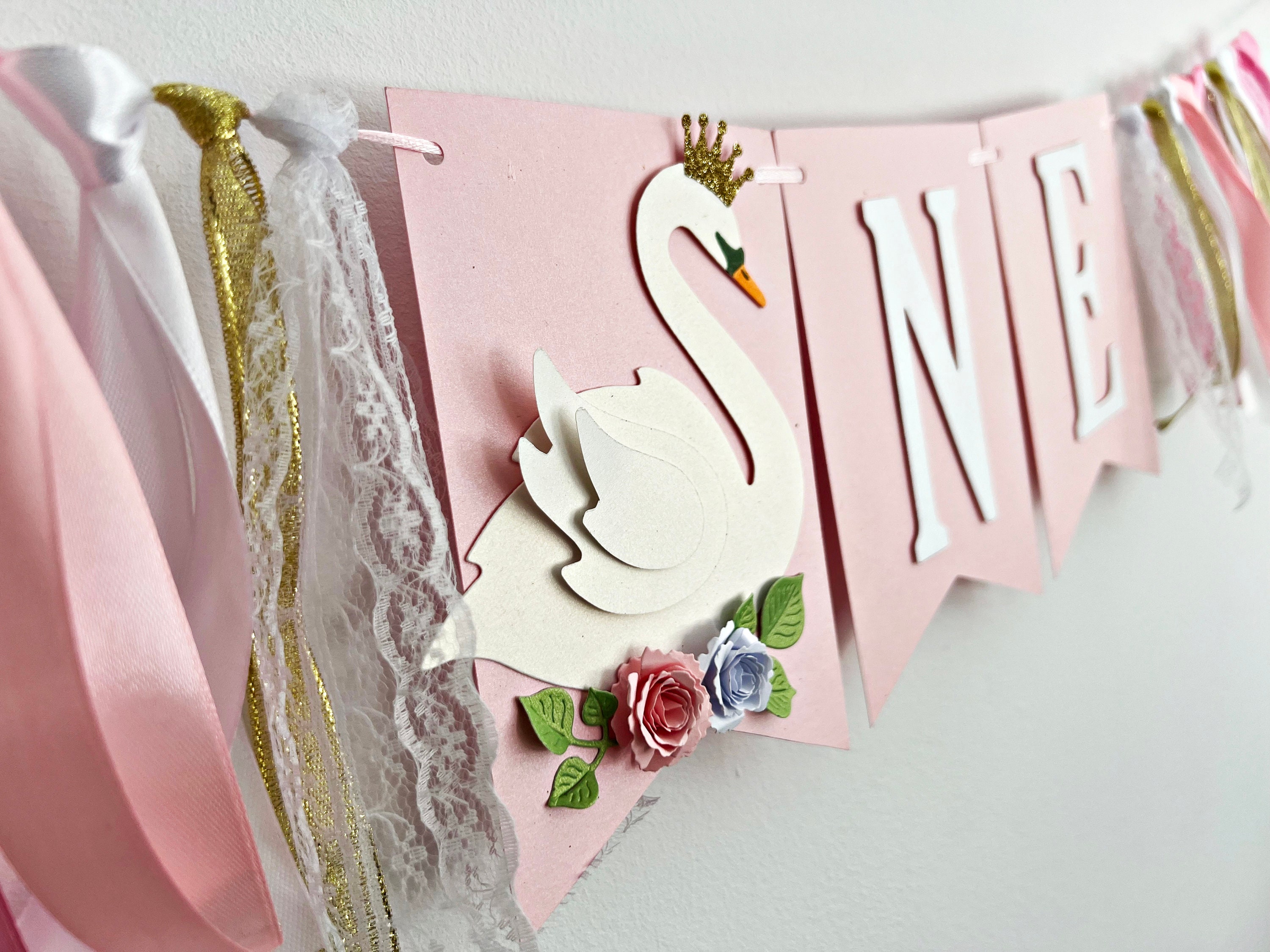 SWAN ONE Highchair Banner - Swan First Birthday Party Decorations. Swan ...