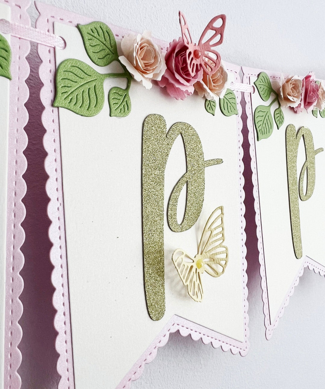 Butterfly NAME Banner - Butterfly Floral Nursery Decor. Girl First ...