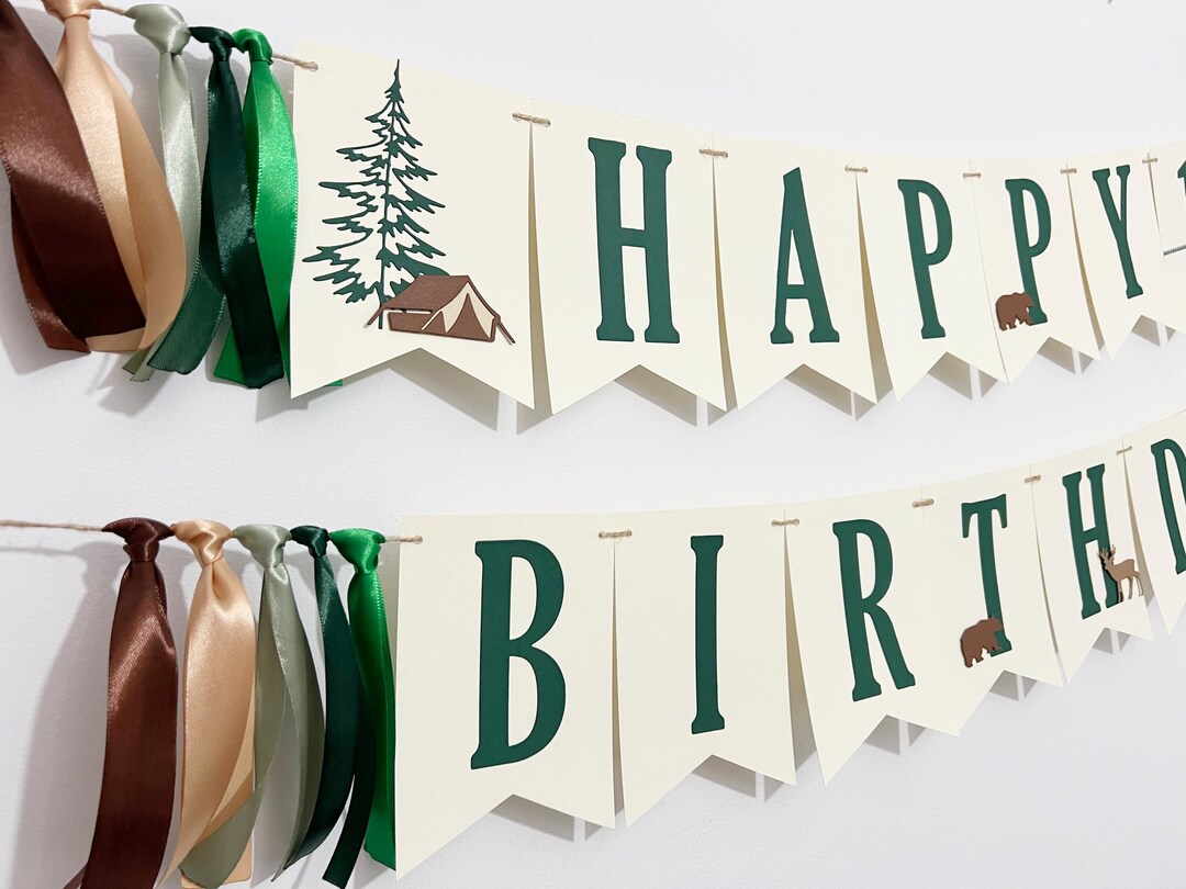 One Happy Camper Banner - Camping 1st Birthday National Park Theme Bear ...