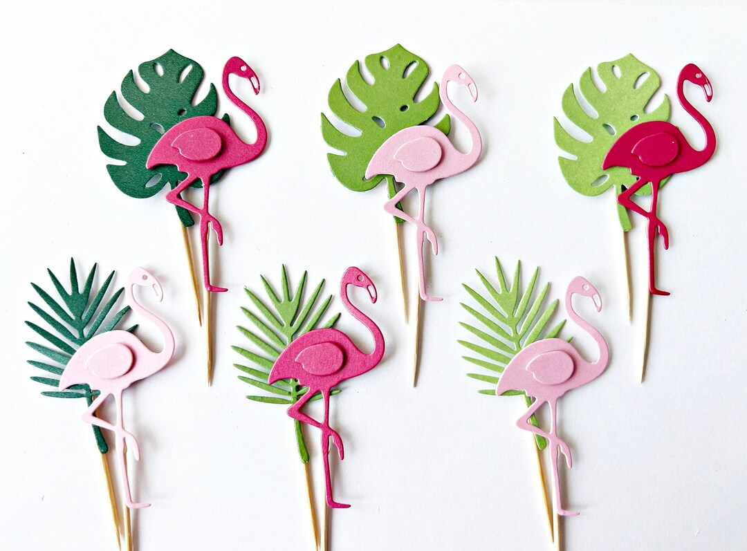 Pink Flamingo Cupcake Toppers: Tropical Party Decorations - Etsy