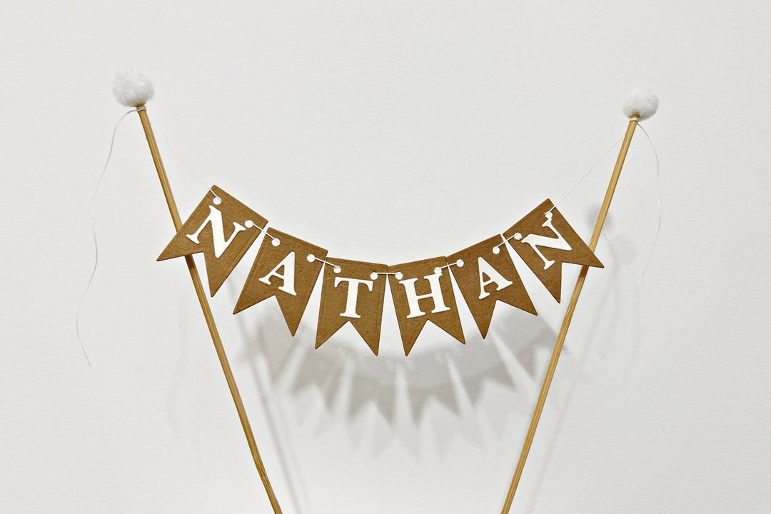 CUSTOM Pennant Flag Cake Topper -cake Bunting Name Cake Topper Neutral ...