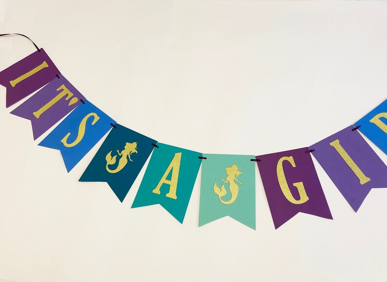 Mermaid It's A Girl Banner - Under the Sea Baby Shower Decorations ...