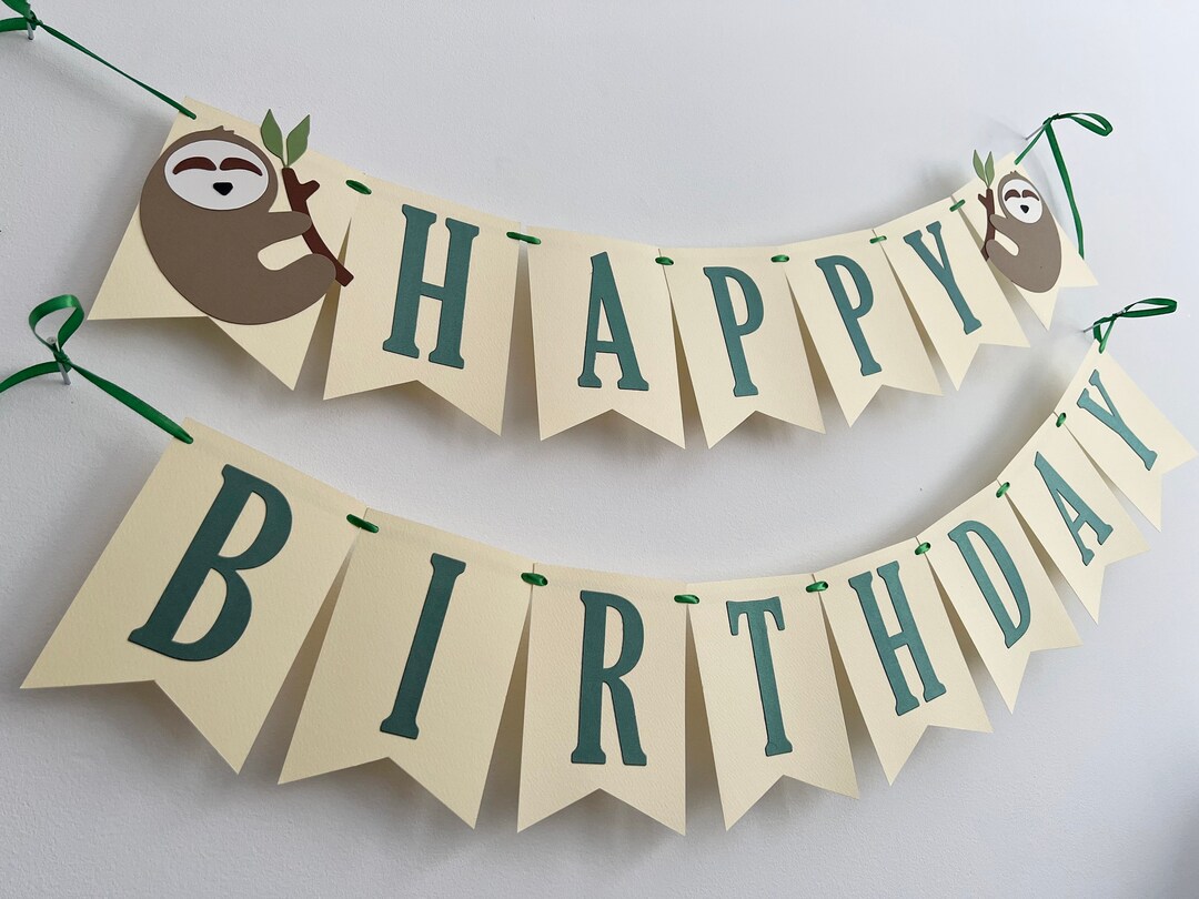 Sloth Happy Birthday Banner. Sloth Welcome Baby Sloth Birthday Party ...