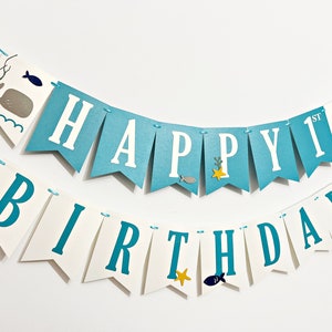 TWO the OCEAN Banner - Neutral Ocean Theme Birthday. Under the Sea ...