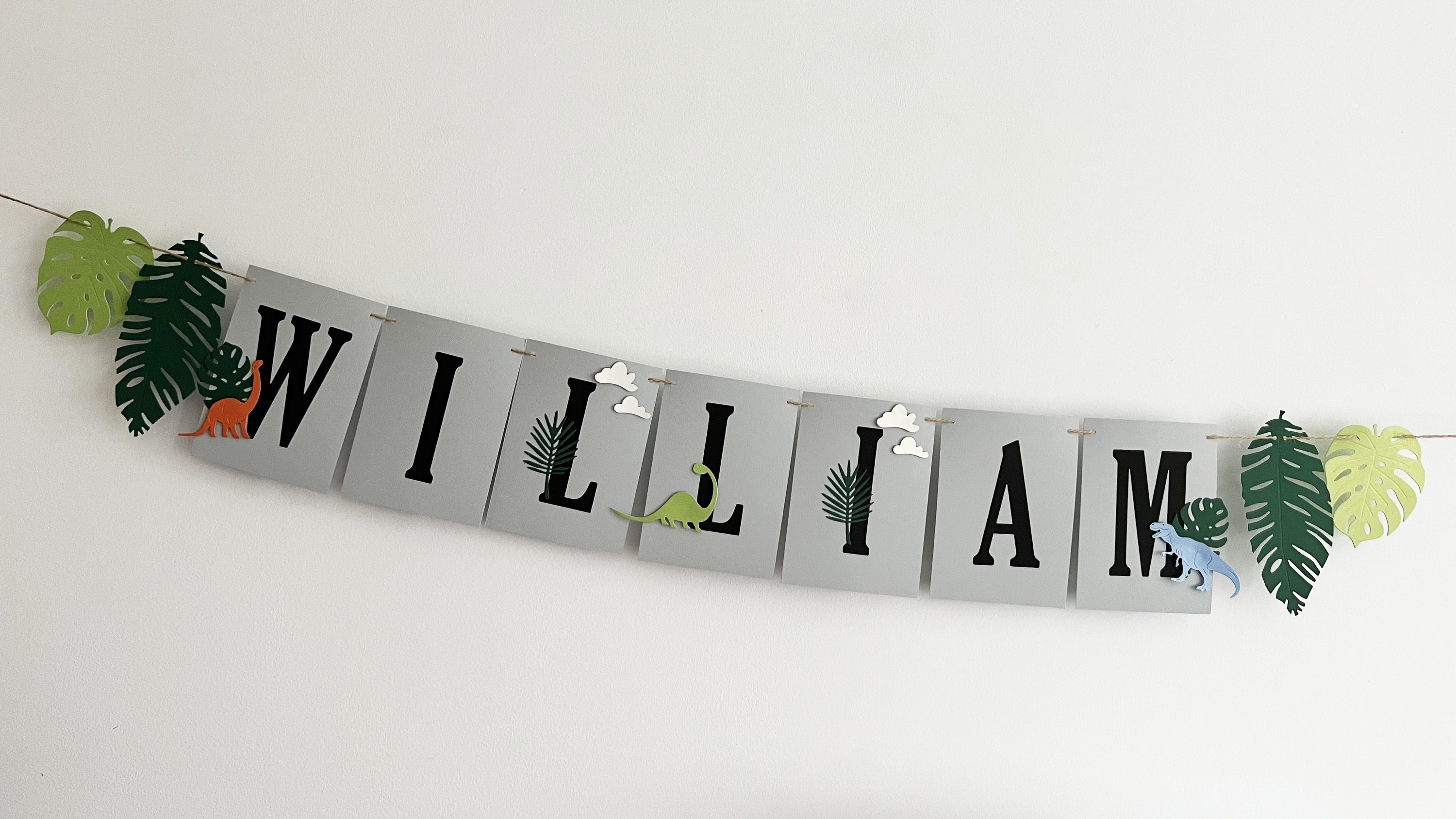 Dinosaur NAME Banner, ANY COLOR Dinosaur Birthday Party Decorations ...