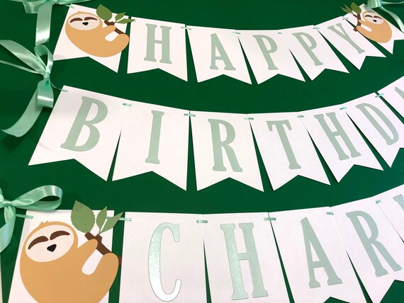Sloth Happy Birthday Banner. Sloth Welcome Baby Sloth Birthday | Etsy