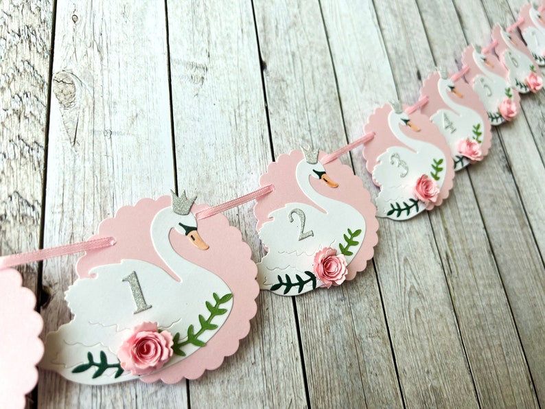 SWAN FIRST BIRTHDAY. Swan 12 Month Photo Banner. Swan - Etsy