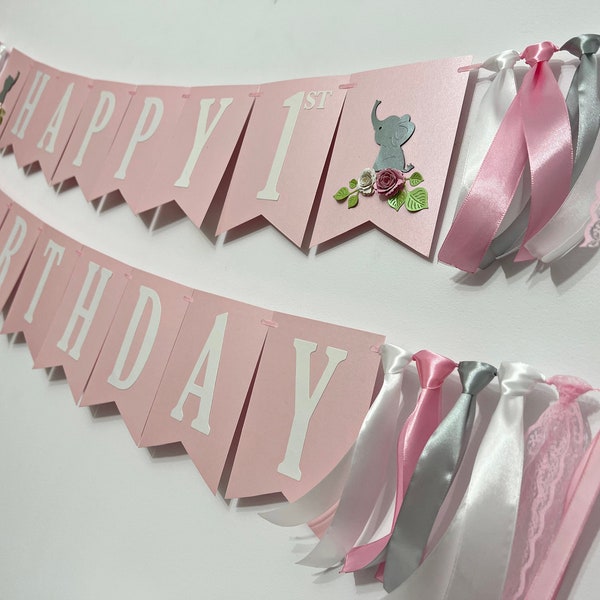 Pink Elephant Banner - Etsy