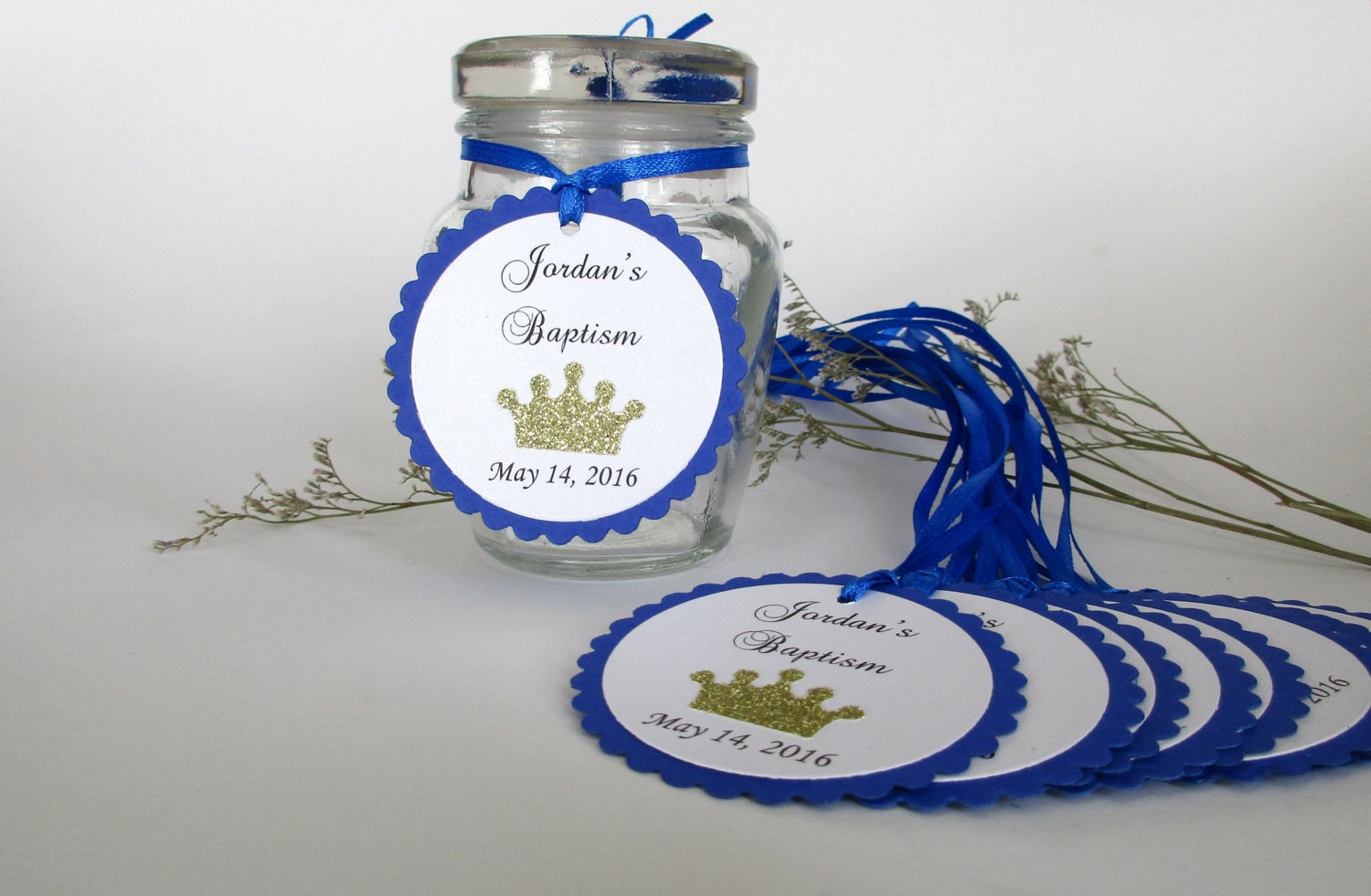 Royal Blue Favor Tags. 10 CROWN Thank You Tags. Baptism Favor - Etsy