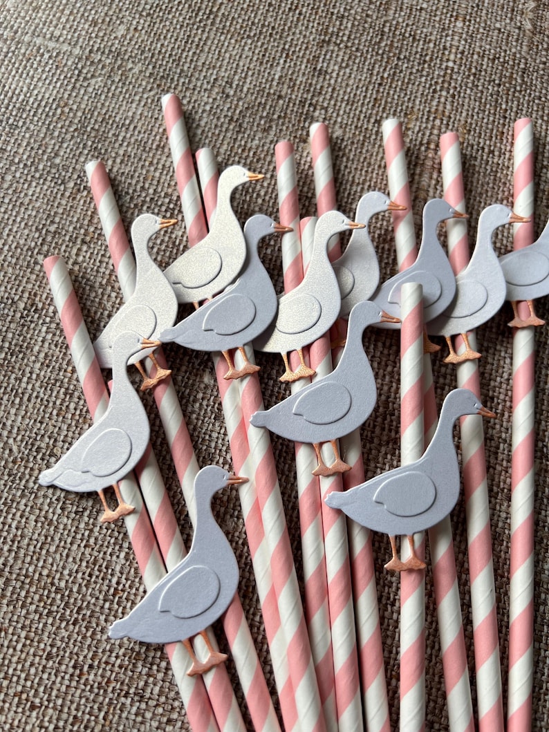 One Silly Goose Paper Straws - Farm Baby Shower. Girl First Birthday ...