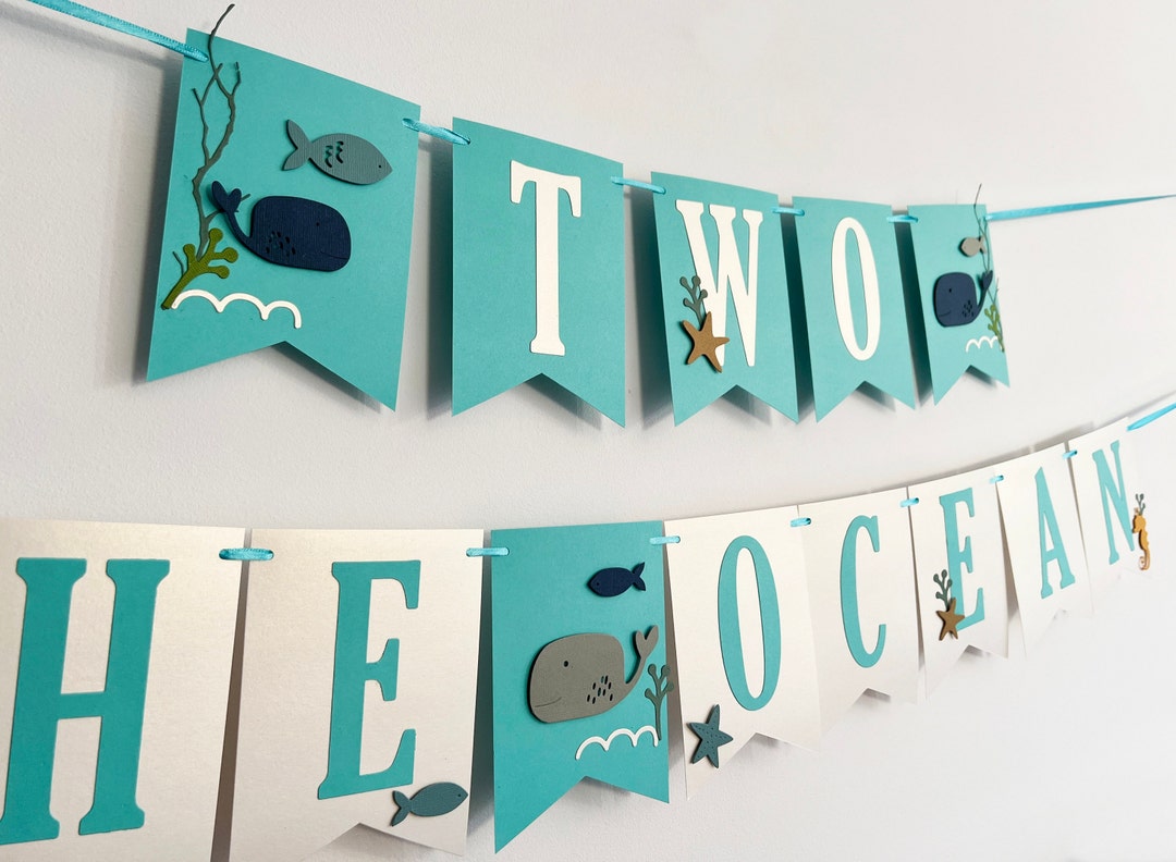 Under the Sea Birthday Banner: TWO the Ocean Banner. Ocean Sea Animals ...