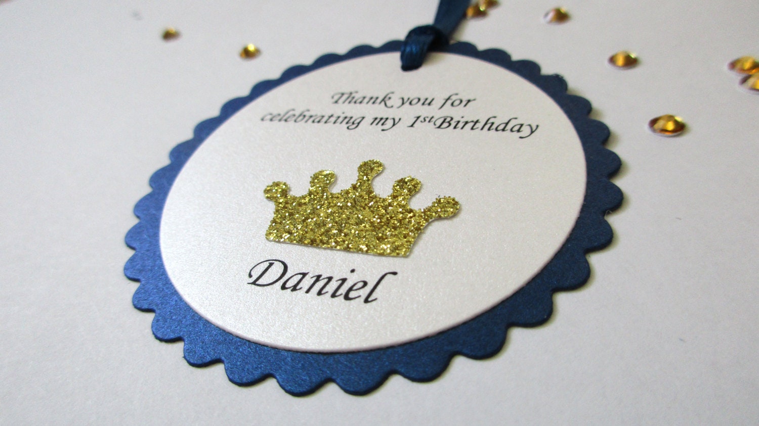 Royal Blue Favor Tags. 10 CROWN Thank You Tags. Baptism Favor - Etsy
