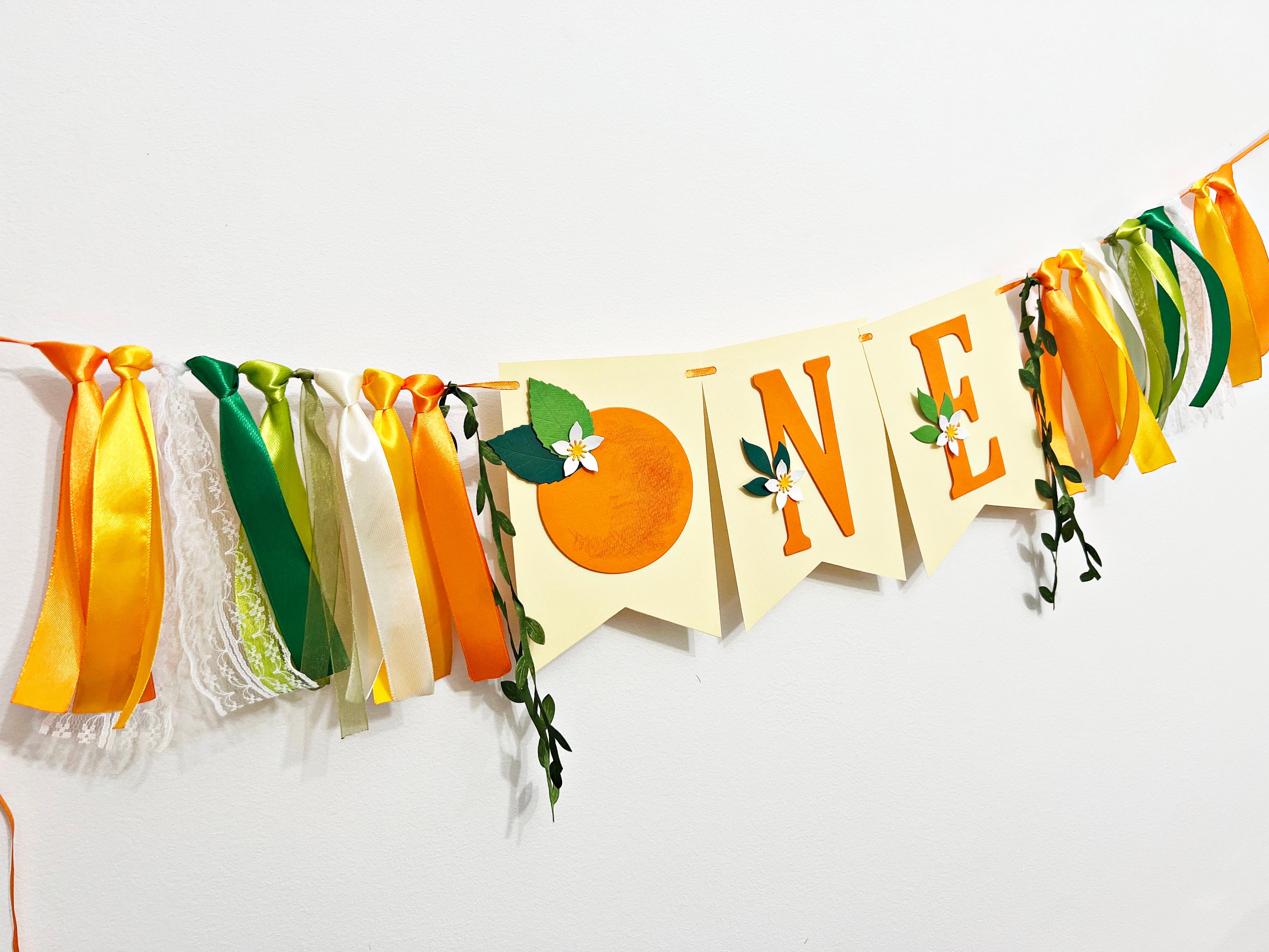 Little Cutie One High Chair Banner - Orange ONE Banner. Clementine 1st ...