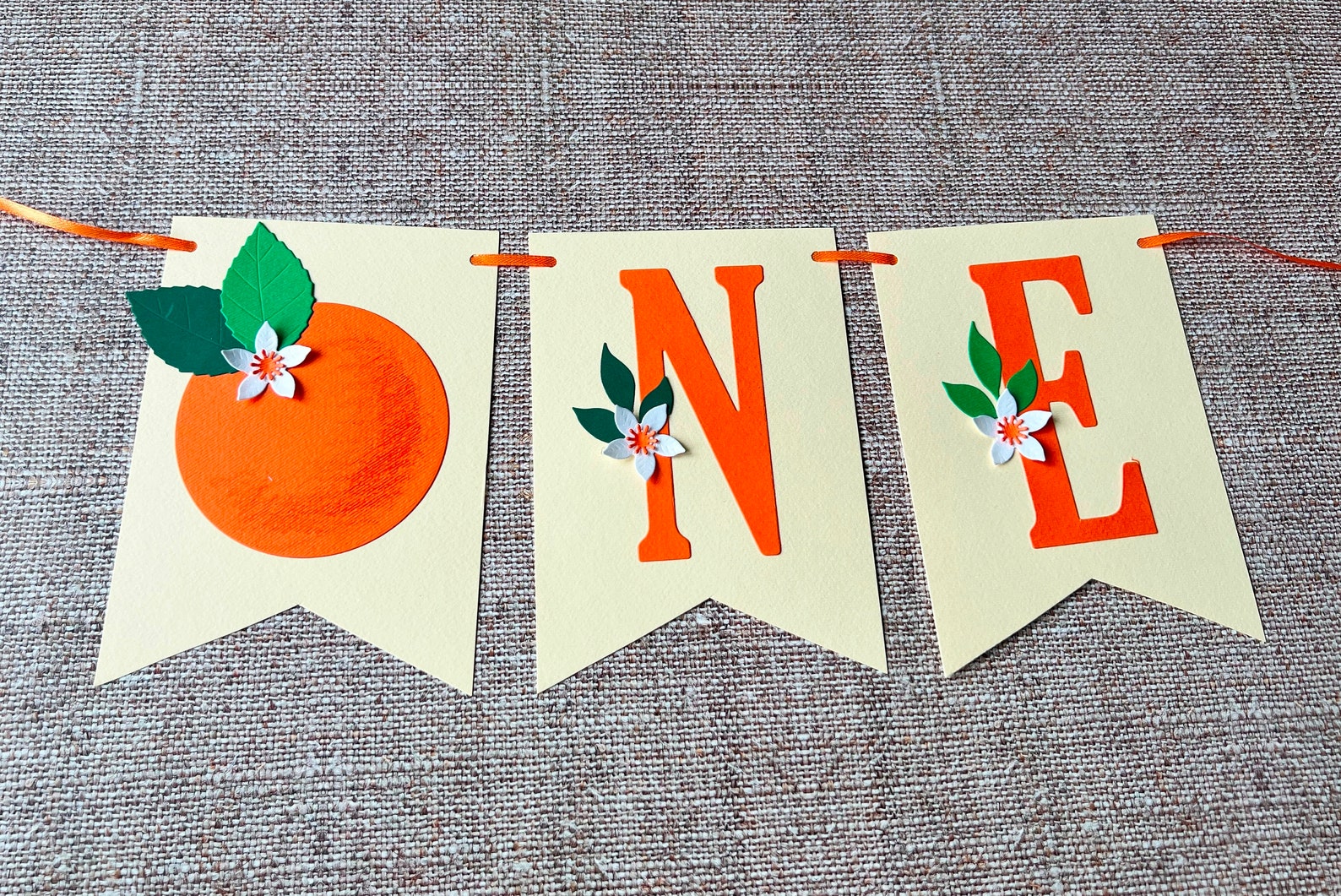 Little Cutie One High Chair Banner - Orange ONE Banner. Clementine 1st ...
