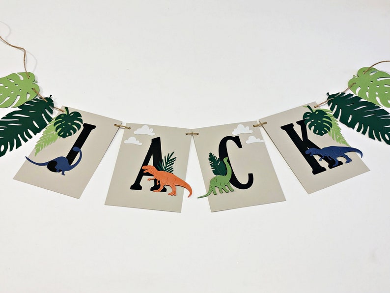 Dinosaur NAME Banner ANY COLOR Dinosaur Birthday Party - Etsy