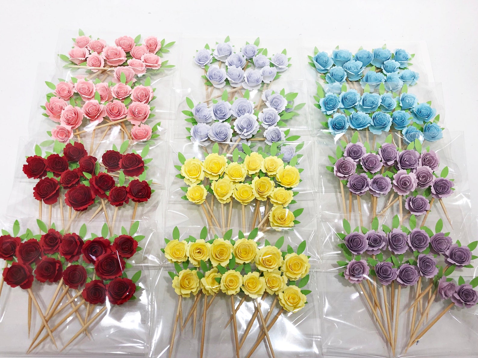 Rose Cupcake Toppers Floral Birthday Flower Cupcake Toppers. | Etsy