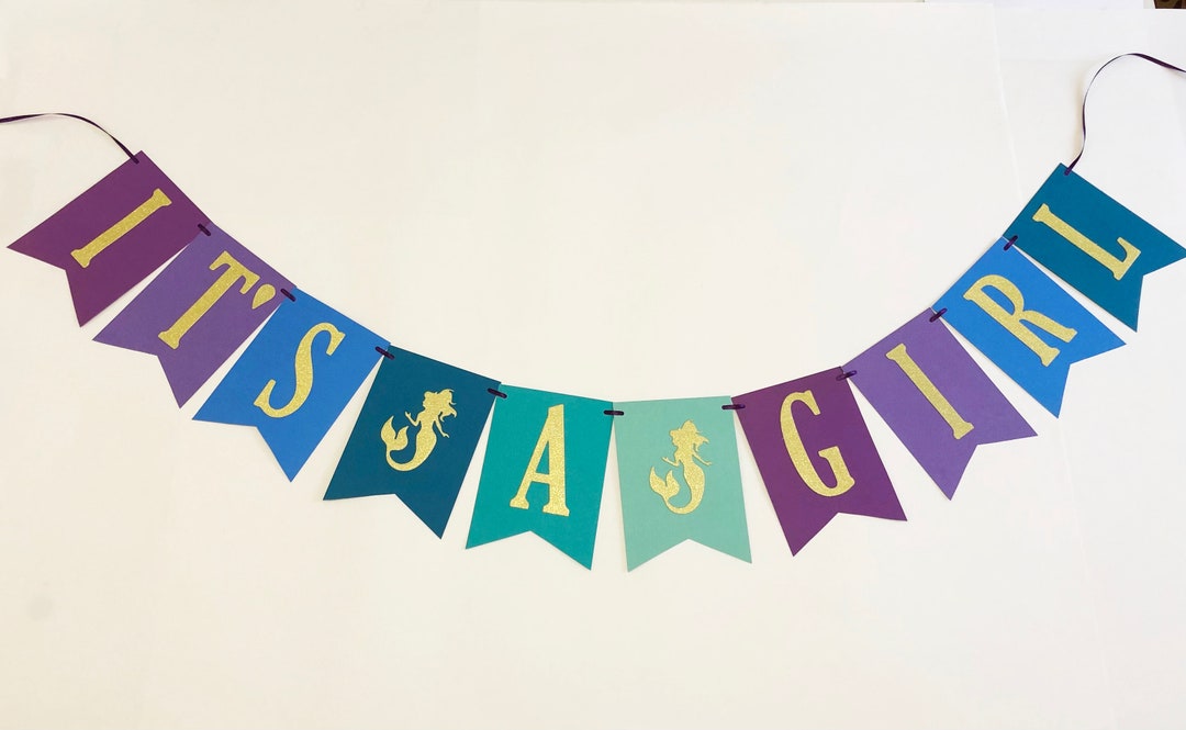 Mermaid It's A Girl Banner - Under the Sea Baby Shower Decorations ...