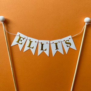 CUSTOM Pennant Flag Cake Topper -cake Bunting Name Cake Topper Neutral ...