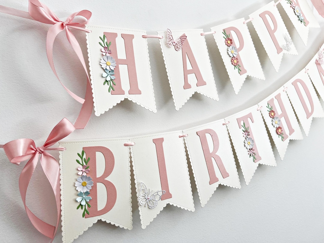 Wildflower FIRST BIRTHDAY Party Decorations - Happy 1st Birthday Banner ...