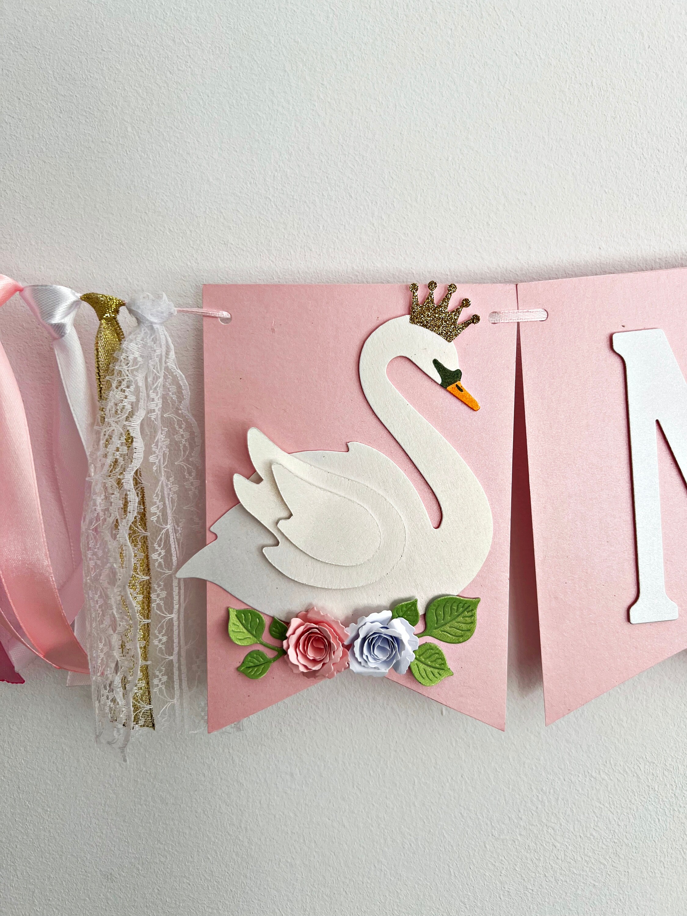SWAN ONE Highchair Banner - Swan First Birthday Party Decorations. Swan ...