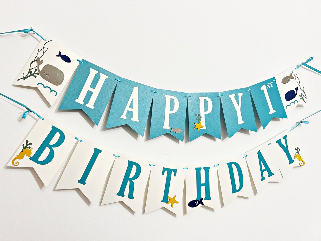 Under the Sea Birthday Banner Ocean Theme Birthday. Sea Animals Kids ...