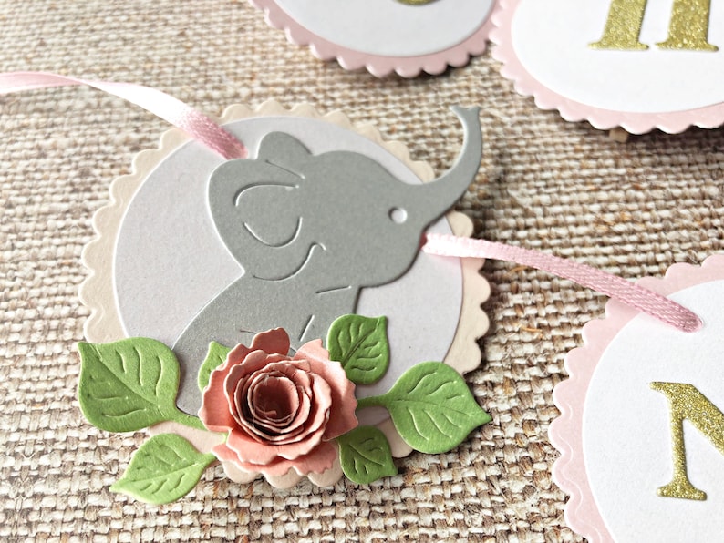 Elephant First Birthday Party Decorations Pink Gray Elephant ONE High ...