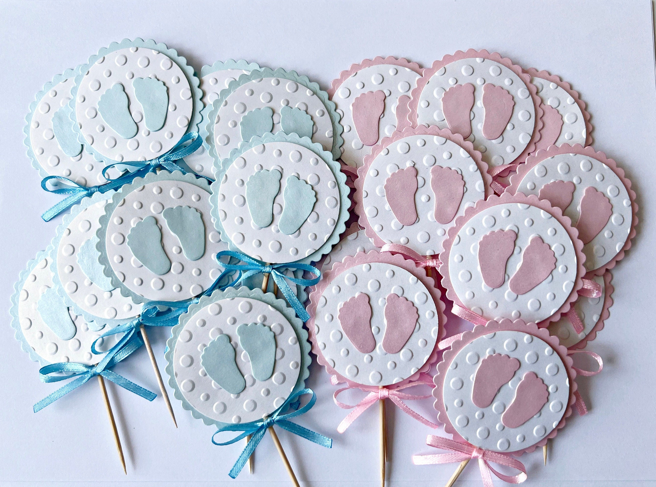 Footprint Cupcake Toppers Footprint Baby Shower. Baby Girl or - Etsy
