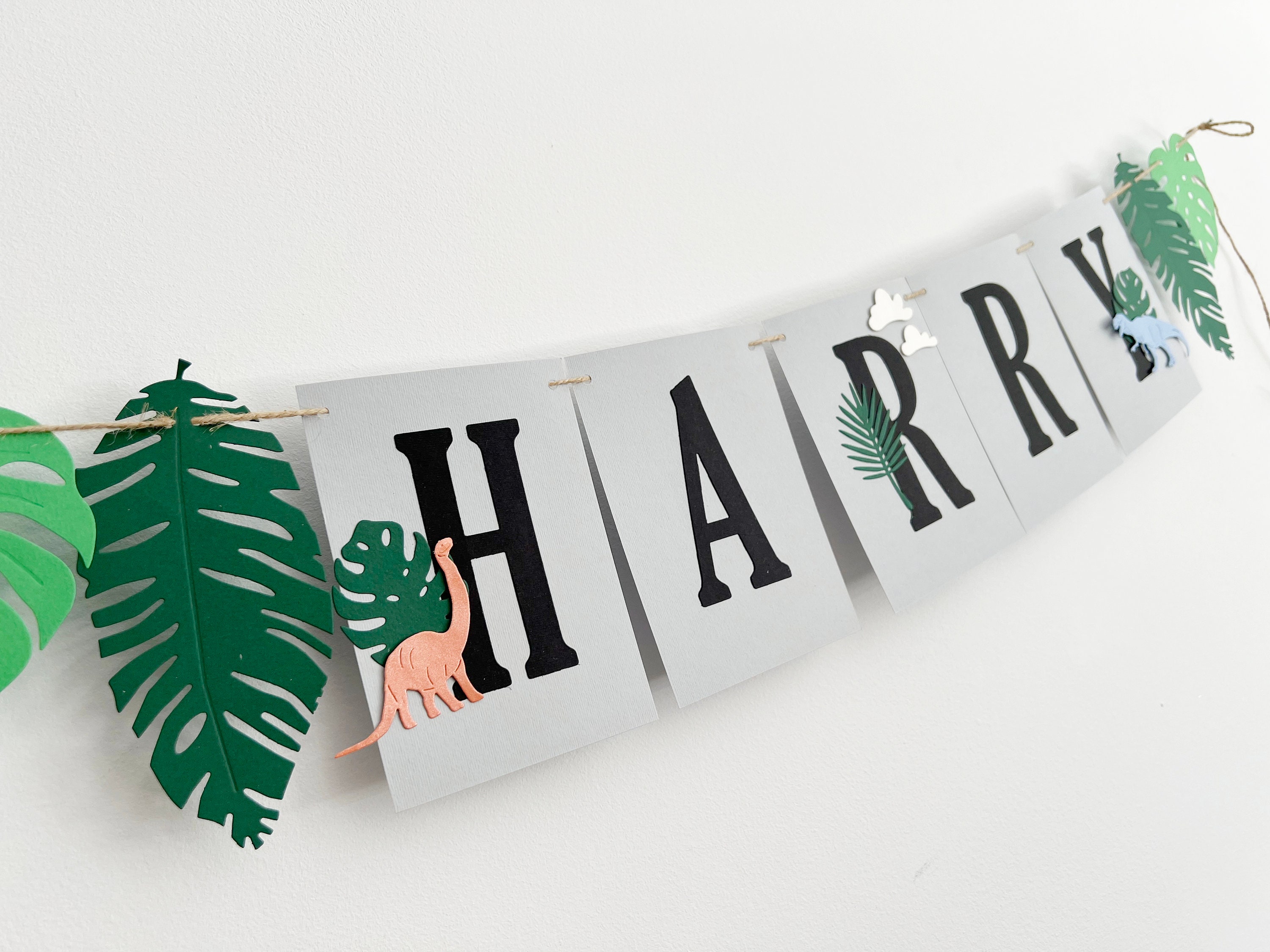 Dinosaur NAME Banner, ANY COLOR Dinosaur Birthday Party Decorations ...