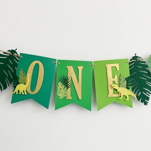 Dino ONE Highchair Banner: Dinosaur First Birthday Party Decorations ...