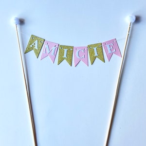CUSTOM Pennant Flag Cake Topper -cake Bunting Name Cake Topper Neutral ...