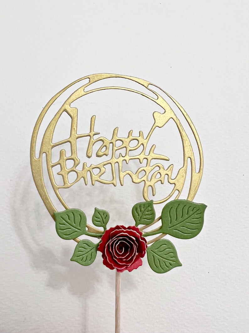 Beauty Red Roses Birthday Cake Topper - Princess Cake Topper, Floral ...