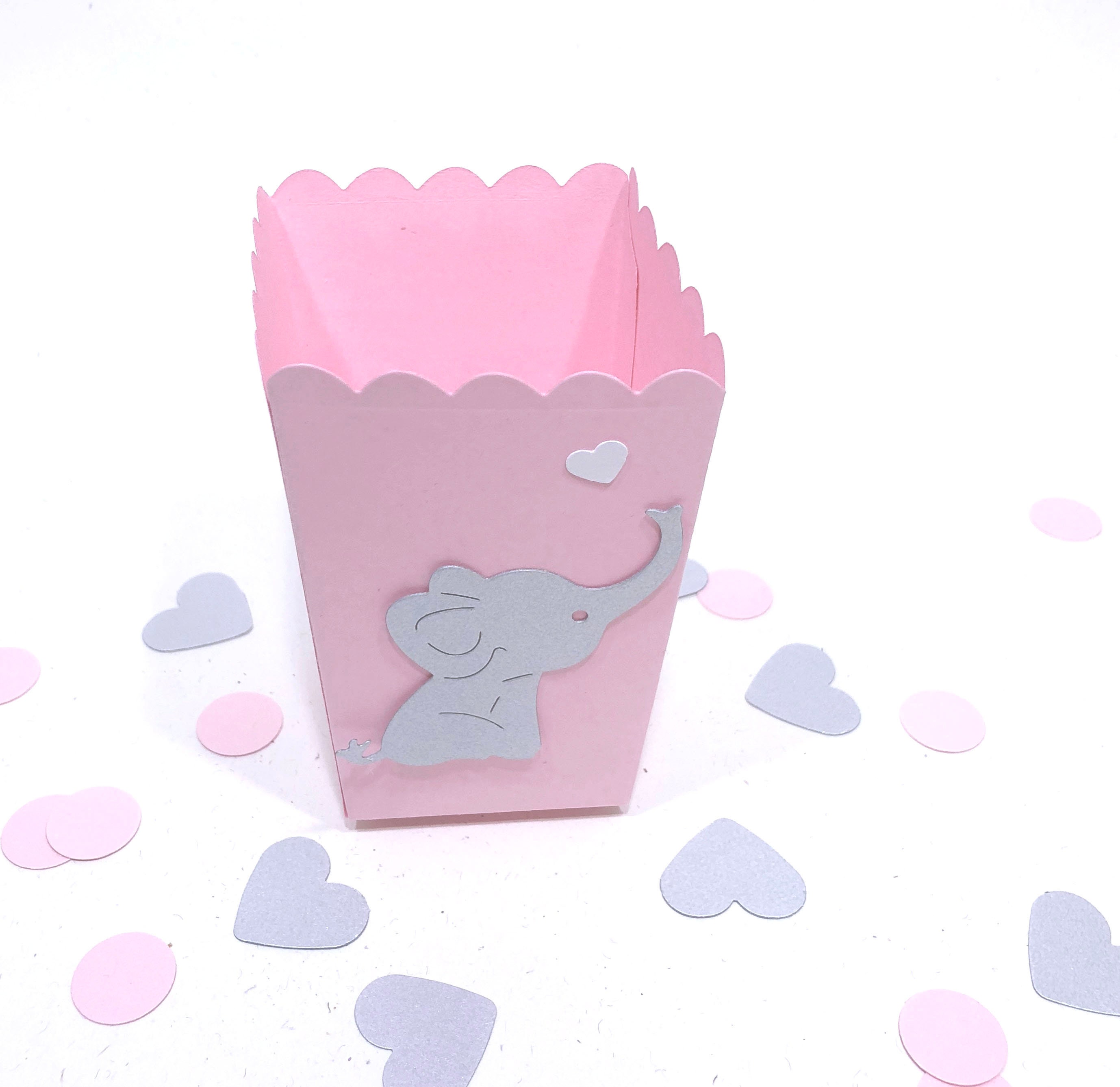 Elephant MINI Popcorn Box. Pink & Grey Elephant Baby Shower | Etsy