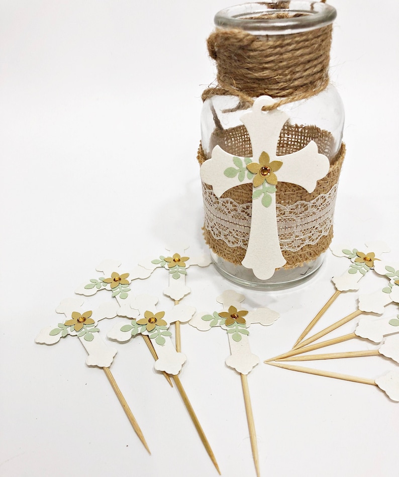 Baptism Cross Centerpiece. Rustic Christening Decor. Rustic Mason Jar ...