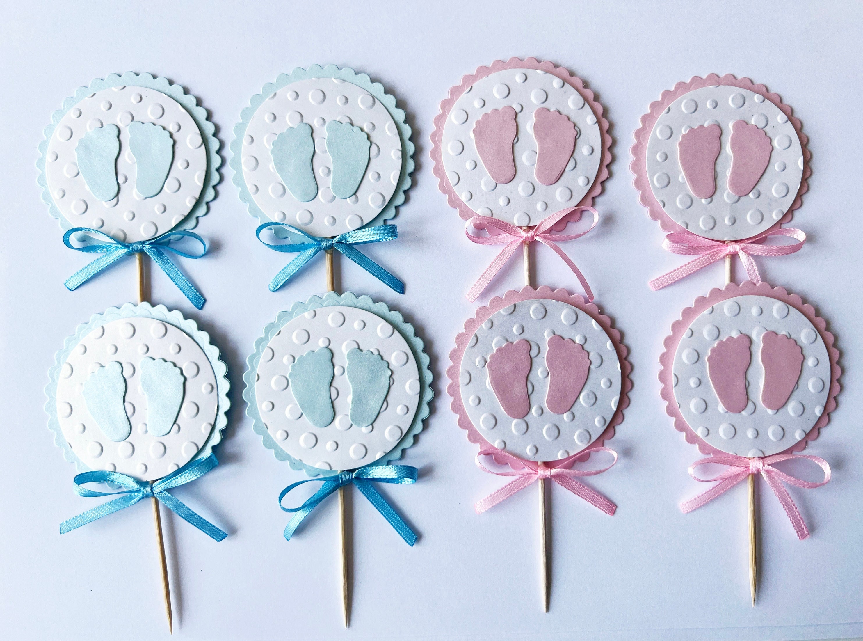 Footprint Cupcake Toppers Footprint Baby Shower. Baby Girl or - Etsy