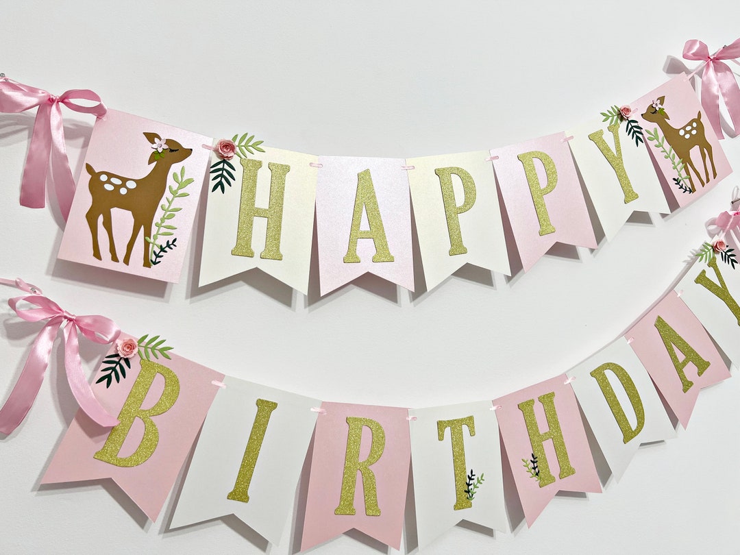 Little Deer Happy Birthday Banner Little Miss Onederful. Woodland ...