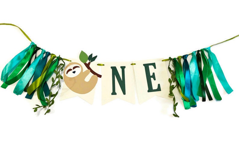Sloth ONE High Chair Banner. Sloth Birthday Party Let's Hang! Sloth ...