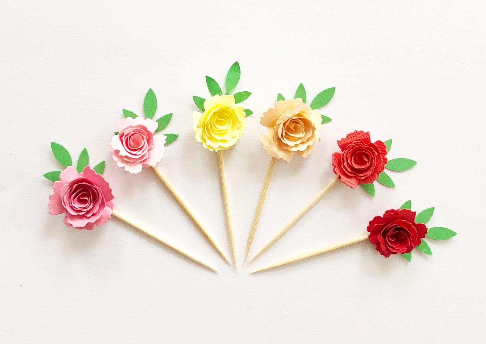 Rose Cupcake Toppers Floral Birthday Flower Cupcake Toppers. - Etsy