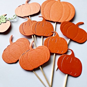 12 Pumpkin Cupcake Toppers - Pumpkin Birthday Decorations. Fall Baby ...