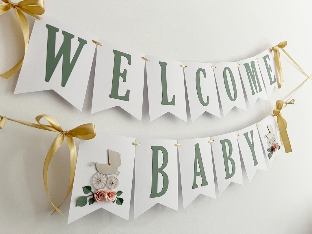 WELCOME Baby Banner: Pram Baby Shower. Custom Carriage Garland. Baby ...
