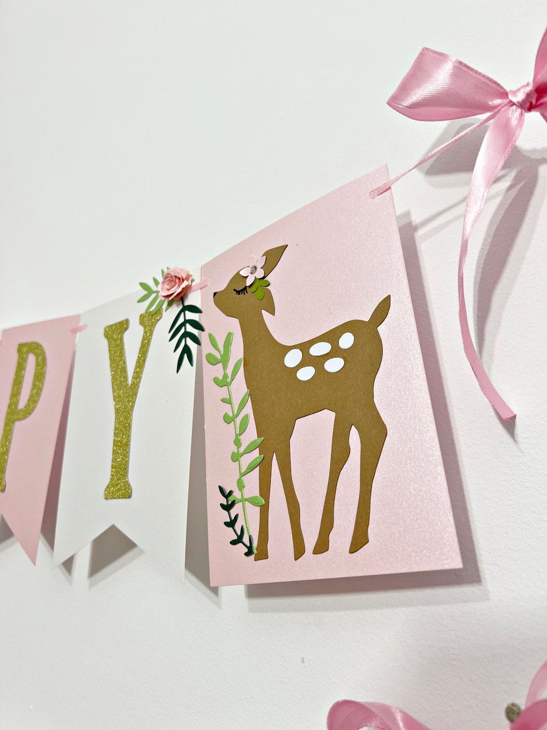 Little Deer Happy Birthday Banner - Little Miss Onederful. Pink ...