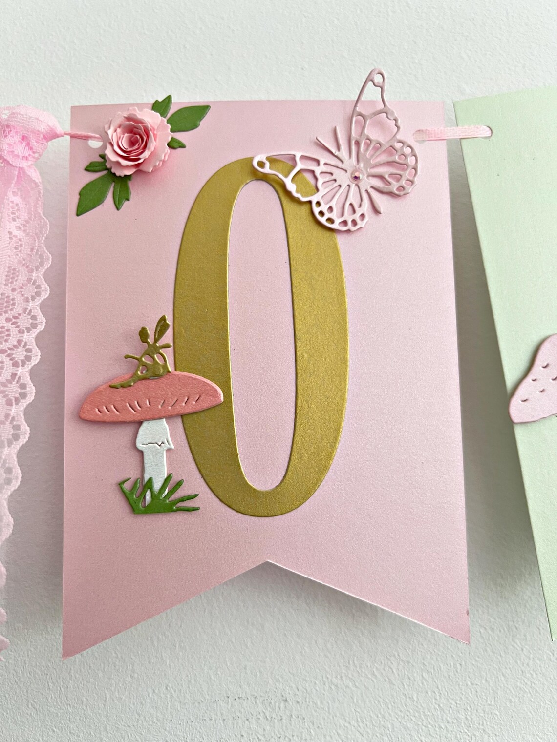 Pink Woodland Fairy High Chair Banner -mushroom ONE Banner Girl First ...